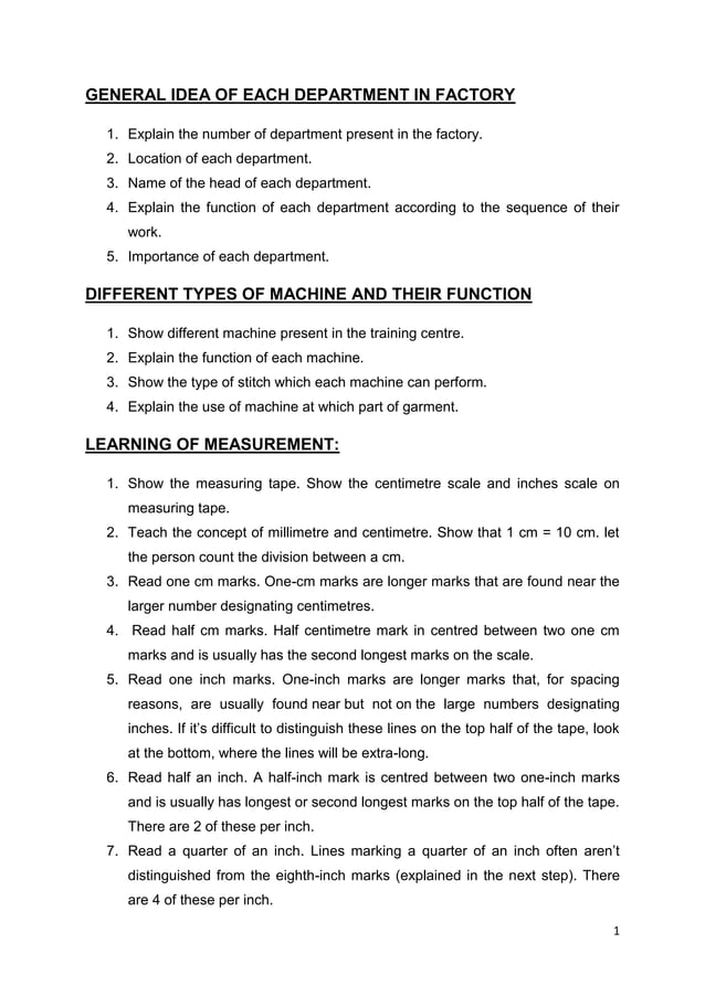 Sewing operator training manual | PDF