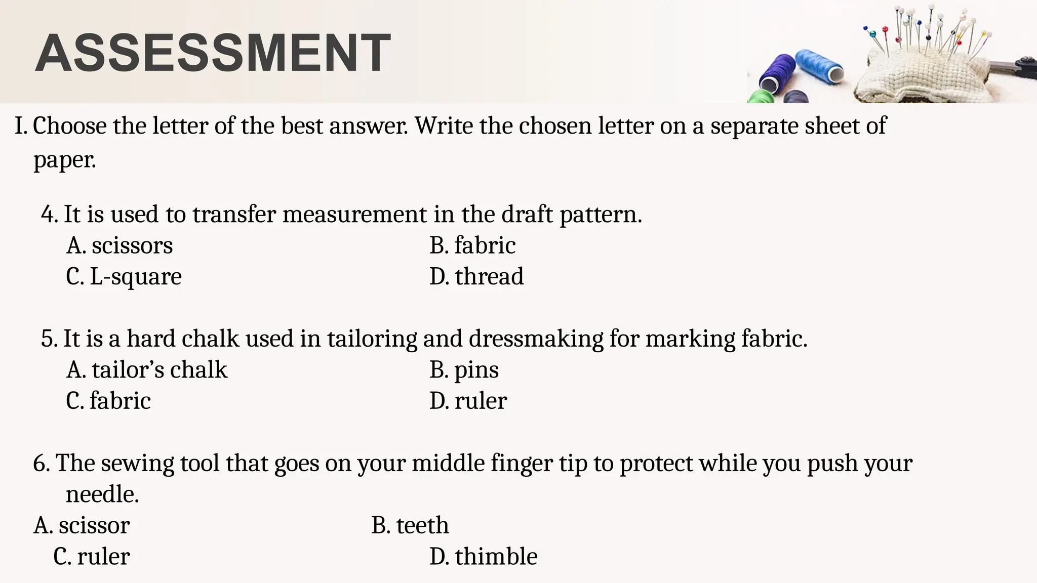 HOME ECONOMICS GRADE SIX SEWING TOOLS.pptx
