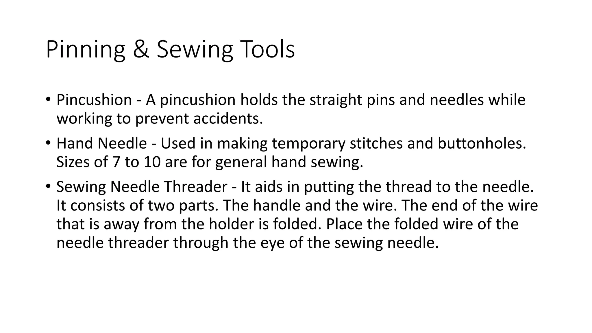 Sewing tools and EQUIPMENT (Credit to Deped) | PPTX
