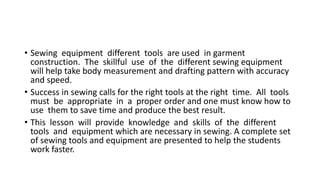 Sewing tools and EQUIPMENT (Credit to Deped) | PPTX