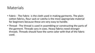 Sewing tools and EQUIPMENT (Credit to Deped) | PPTX