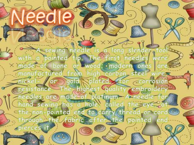 Sewing tools ppt | PPTX | Needlework | Arts and Crafts