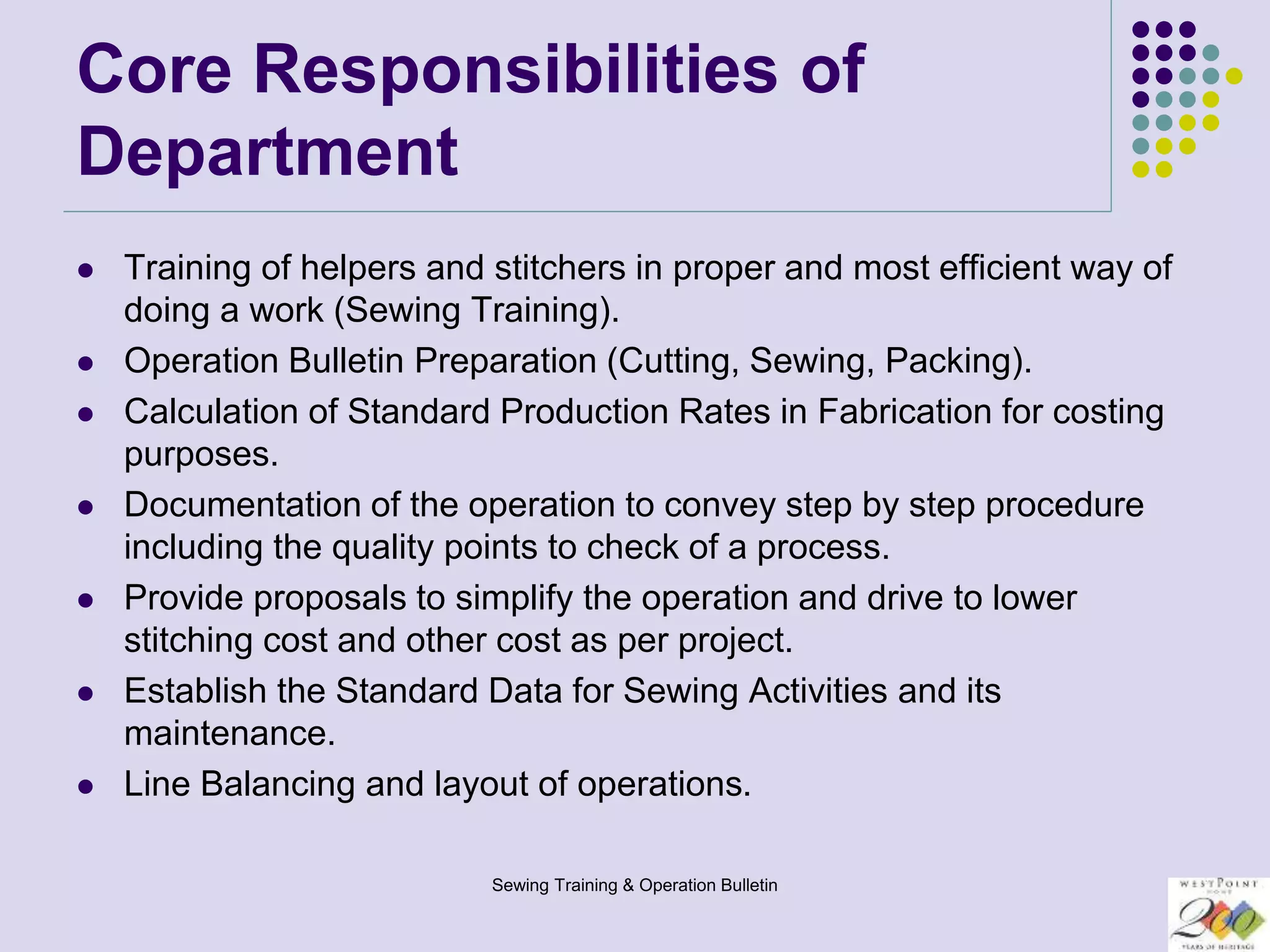 Sewing training & Operation bulletin presentation | PPTX