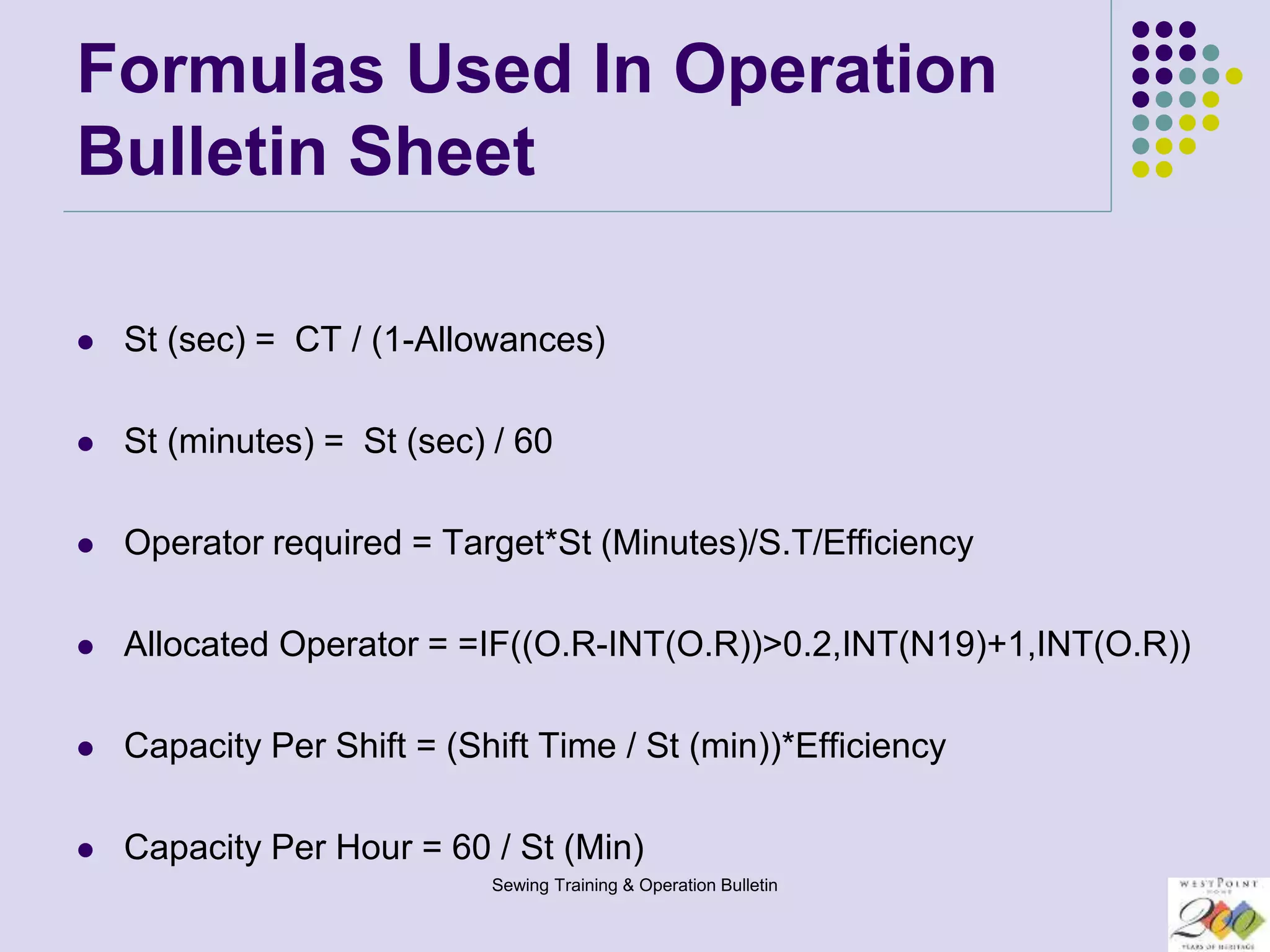 Sewing training & Operation bulletin presentation | PPTX