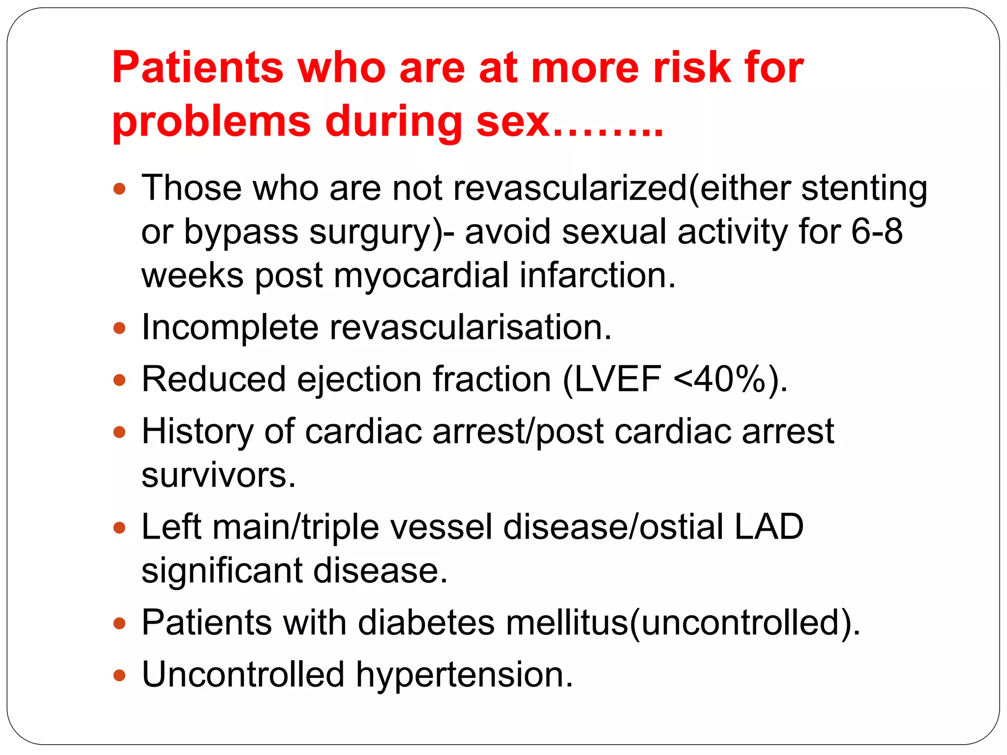 Sex After Acute Myocardial Infarction Heart Attack Ppt