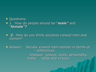 Sex and Gender Roles | PPT