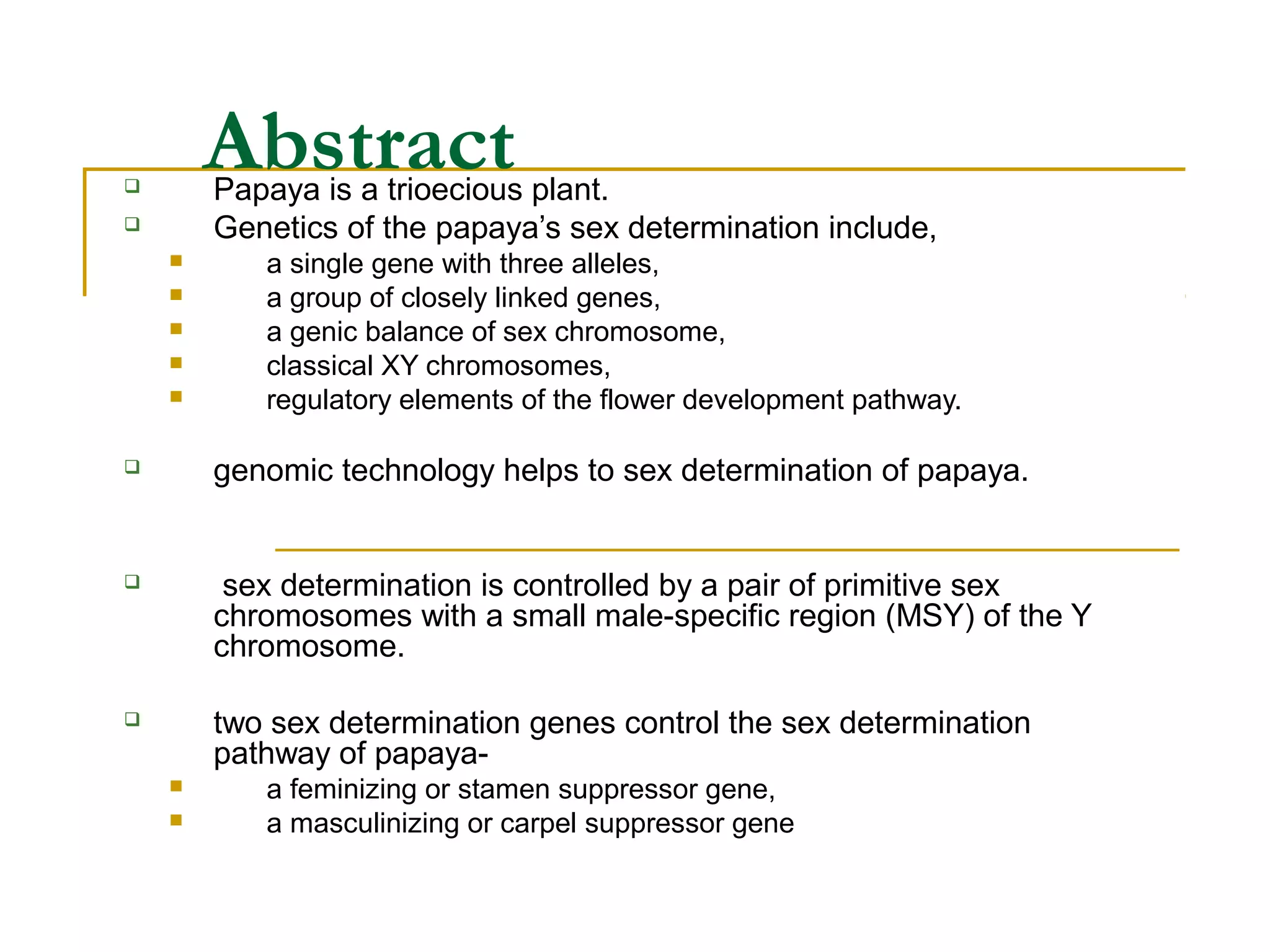Sex Determination In Papaya Ppt