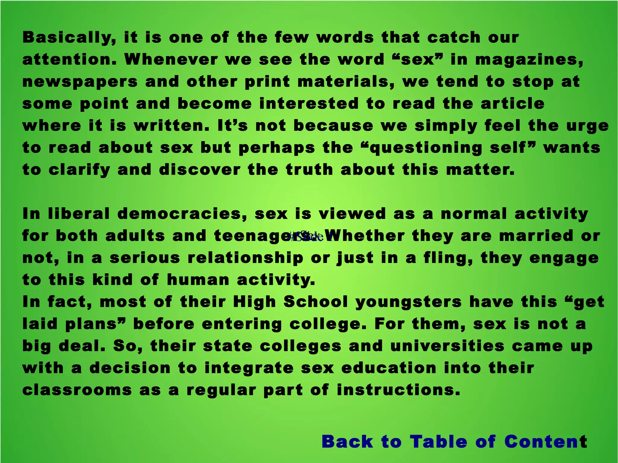 Sex Education Slide Show Libre Office Ppt