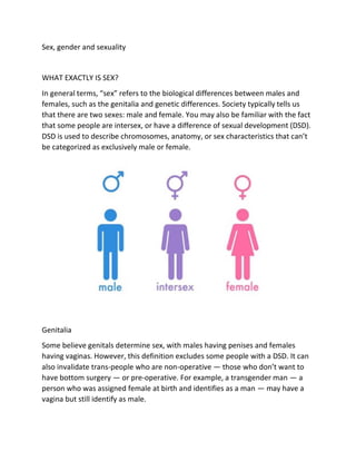 Sex, Gender and Sexuality: A summarized explanation. | PDF