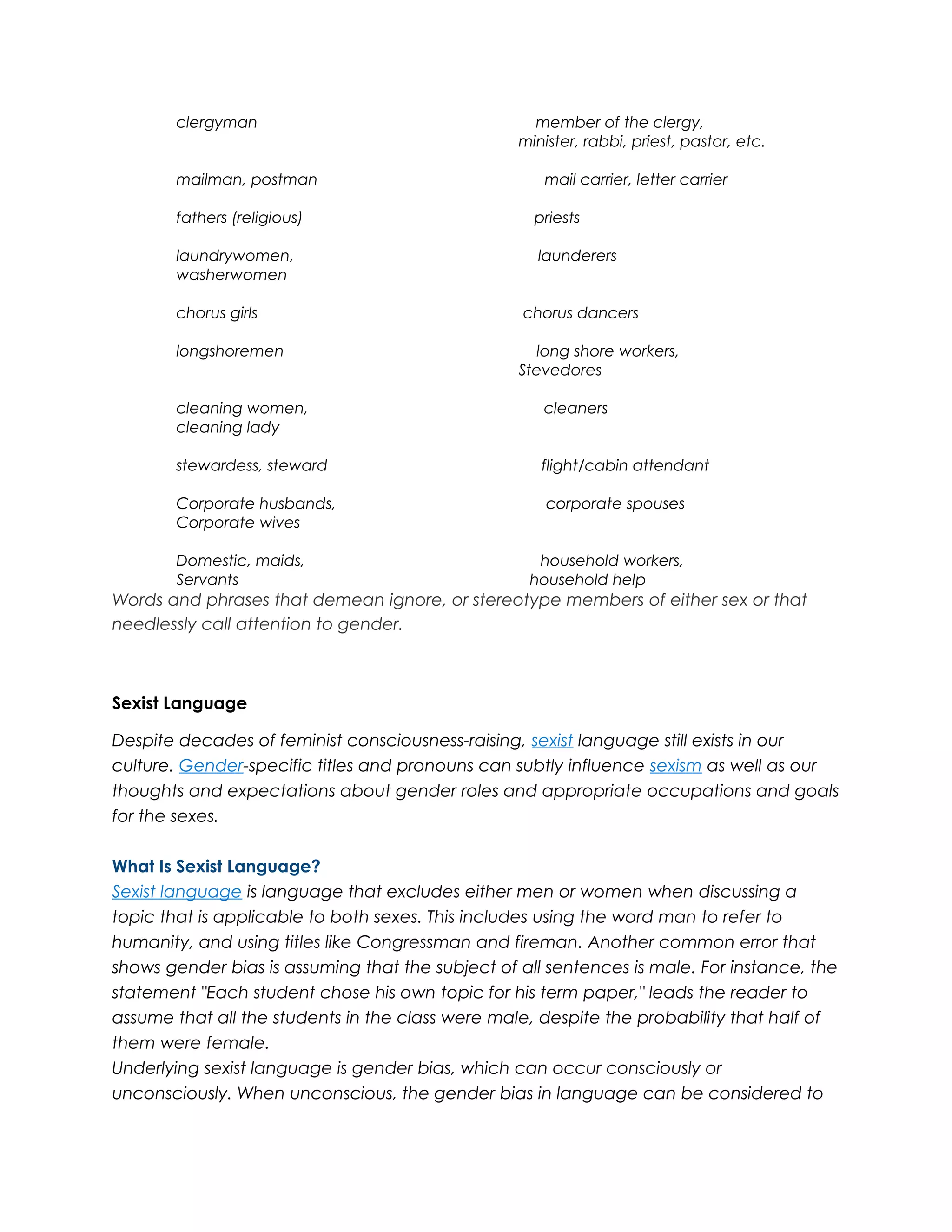 Sexism in language | DOC