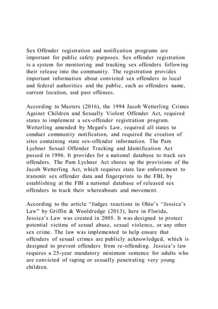Sex Offender Registration And Notification Programs Are Importan Pdf