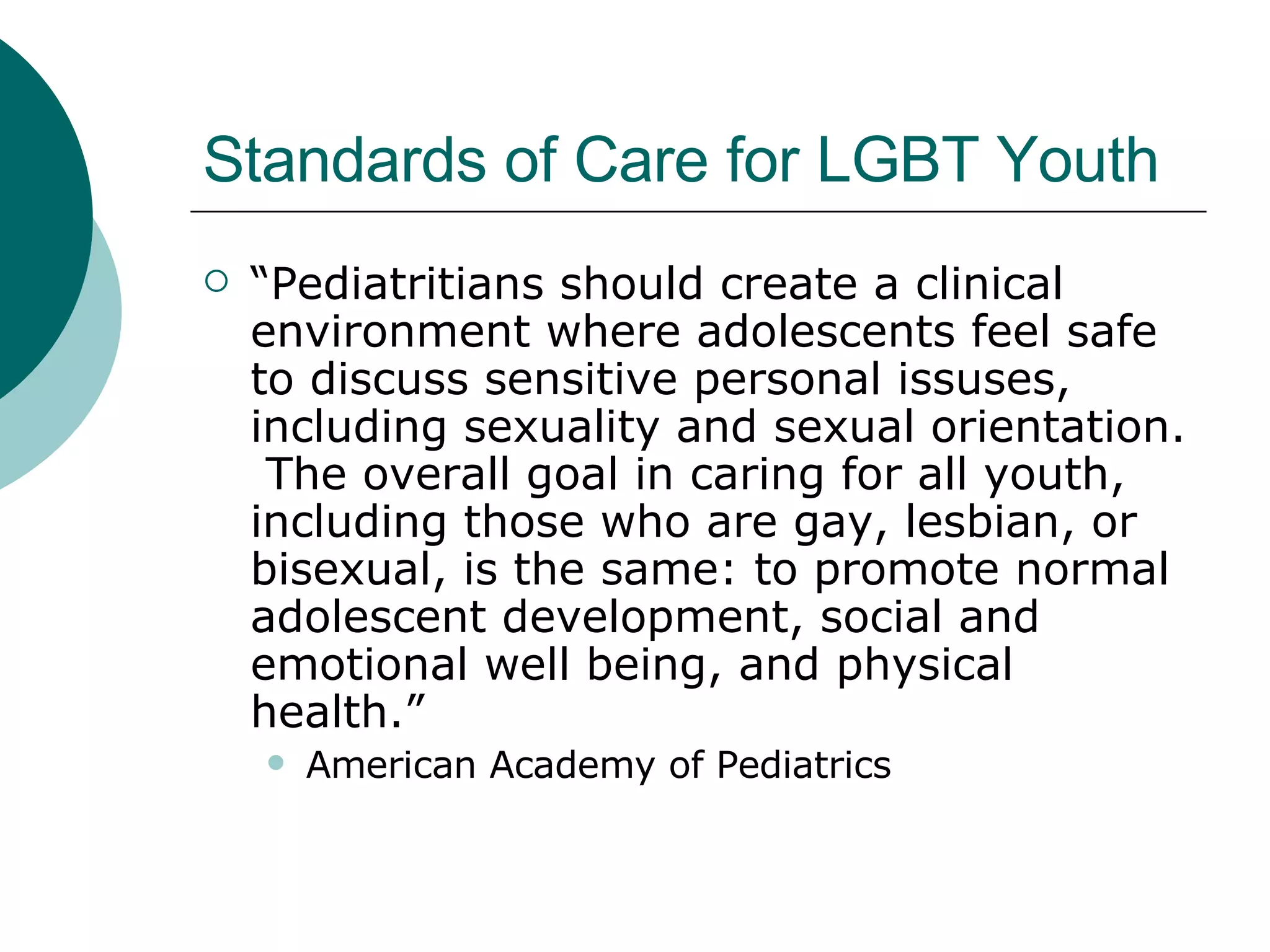 Sexual Orientation, Gender Identity And Adolescent Health 10.6.07
