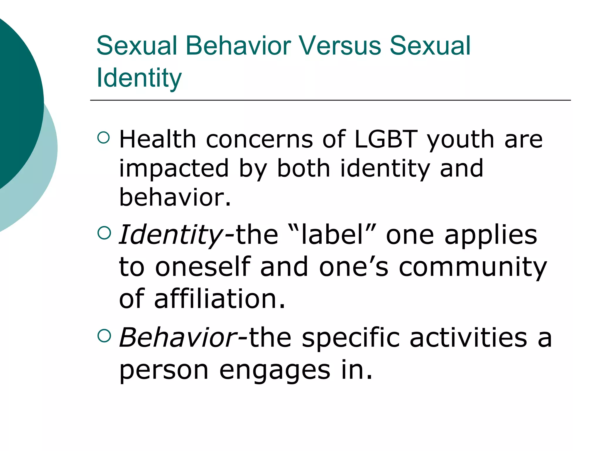 Sexual Orientation, Gender Identity And Adolescent Health 10.6.07