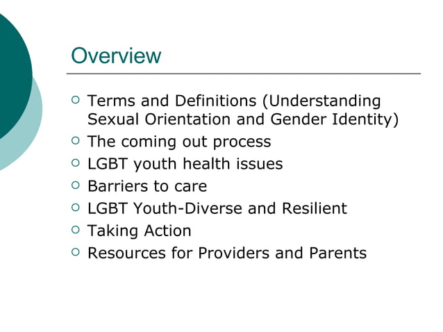 Sexual Orientation, Gender Identity And Adolescent Health 10.6.07