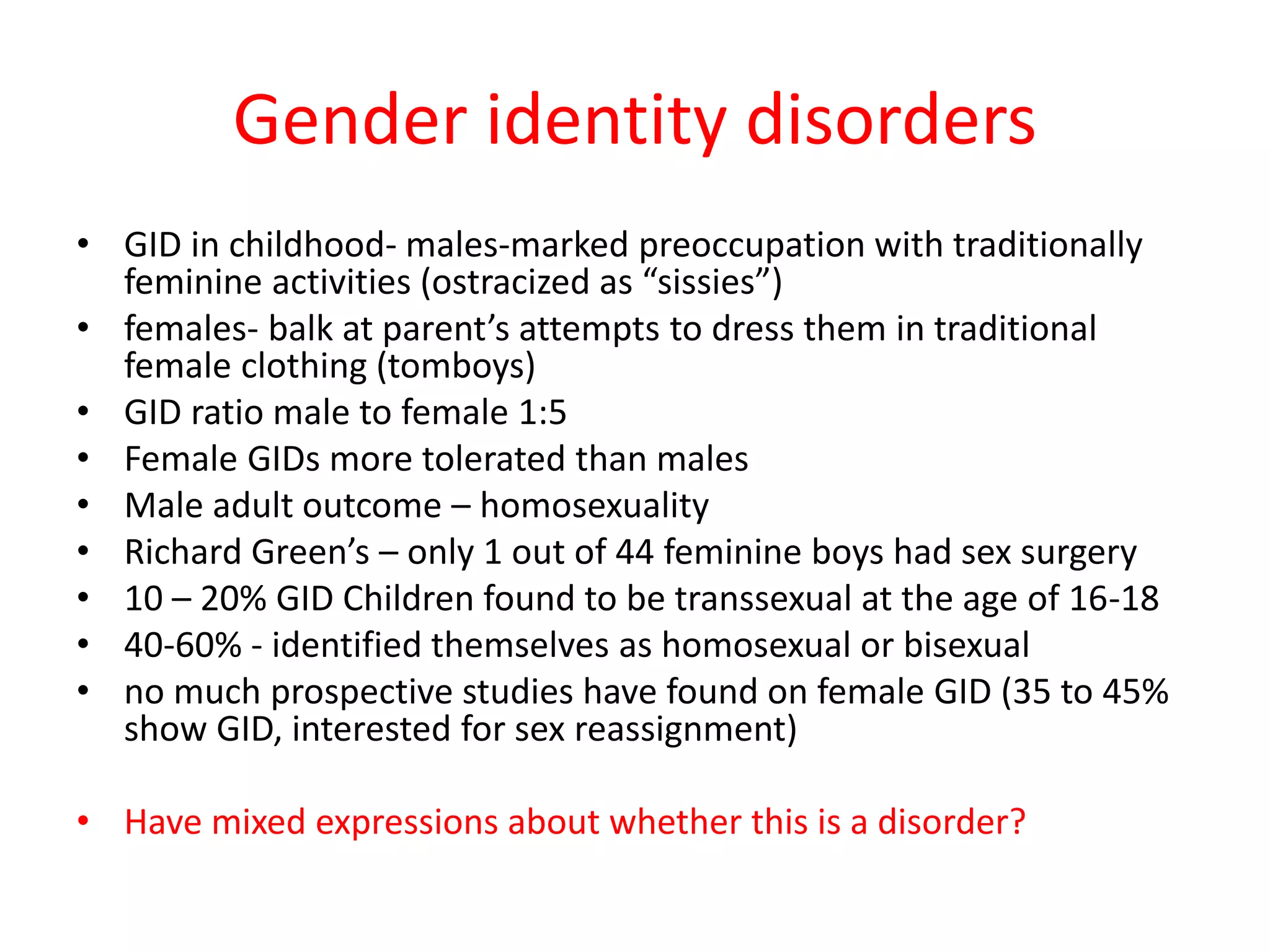 Sexual disorders & Gender identity disorders | PPTX | Sexual Conditions ...