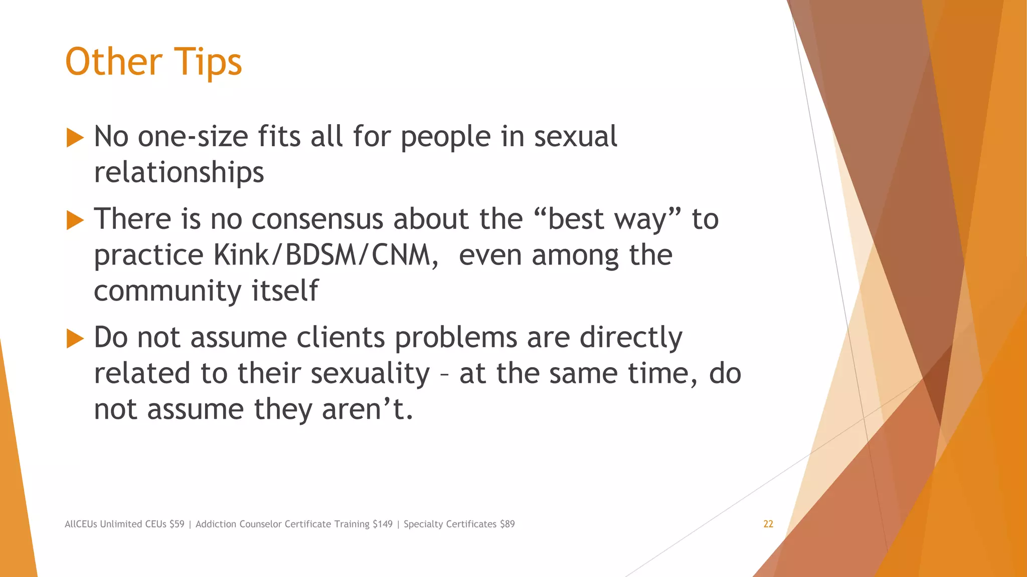 Sexual Diversity in Counseling: Becoming Kink-Aware | PPTX | Sexual ...