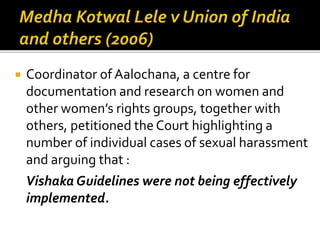 Sexual harassment at workplace (Prevention, Prohibition and Redressal ...