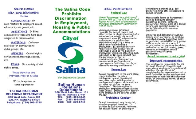 City of Salina Brochure - Sexual Harassment | PPT