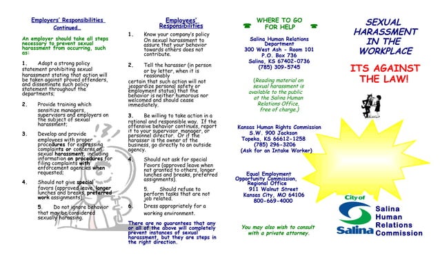 City of Salina Brochure - Sexual Harassment | PPT