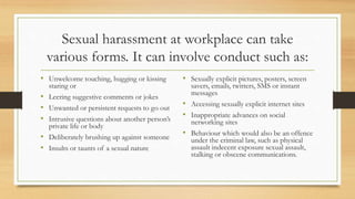 Sexual Harassment of women at workplace (Prevention, Prohibition and ...