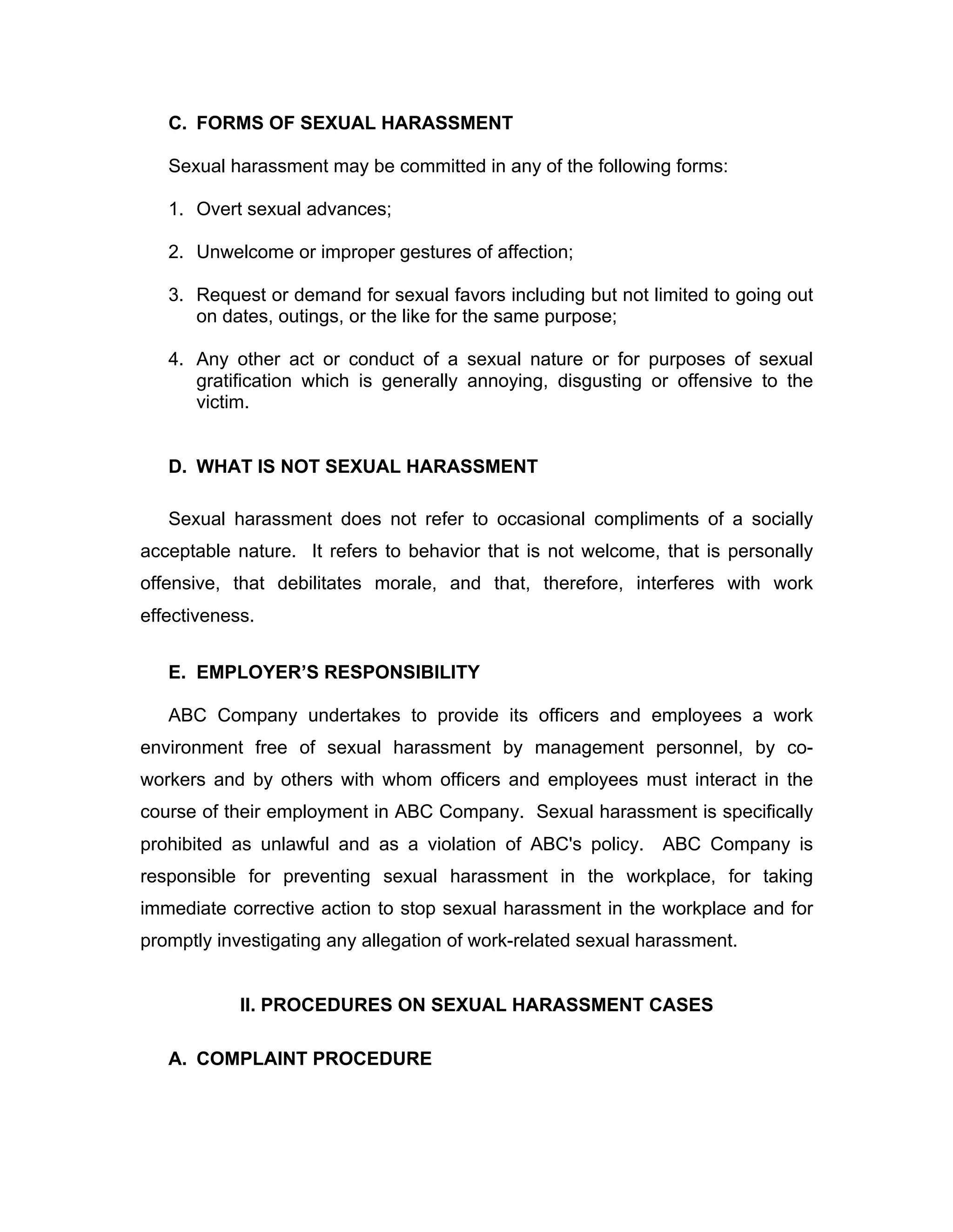 Sexual Harassment Company Policy Form | PDF