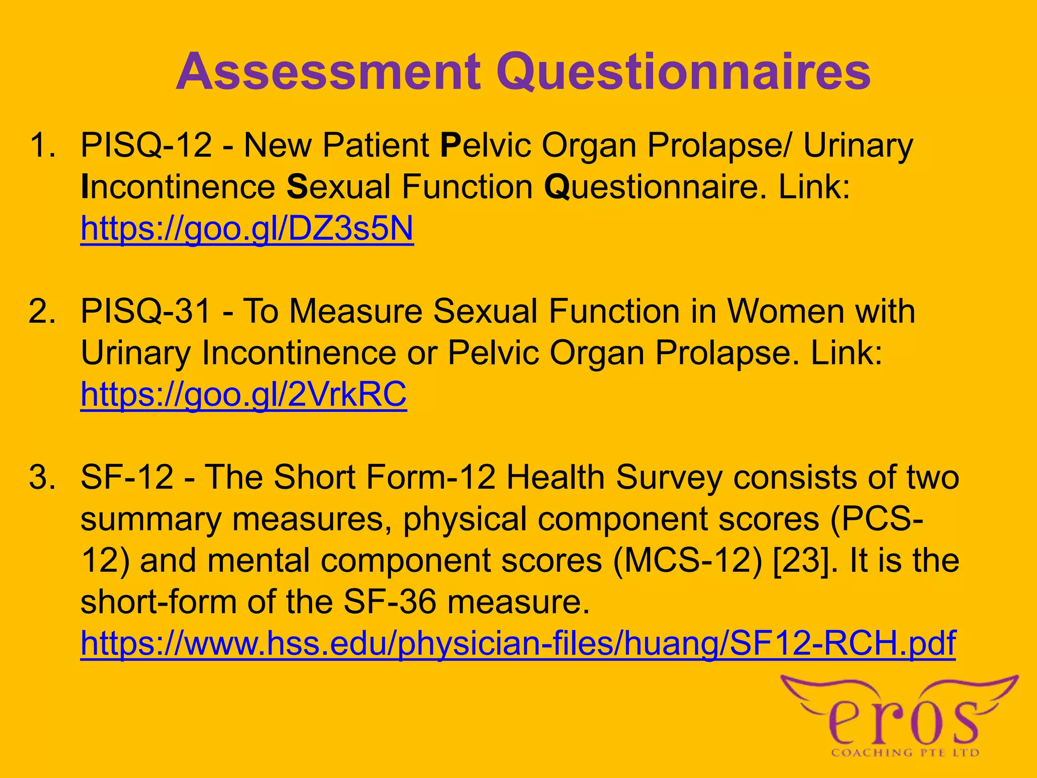 Sexual health and function for women with pelvic floor disorders | PPTX