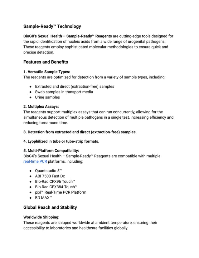 Sexual Health – Sample-Ready™ Reagents.. | PDF