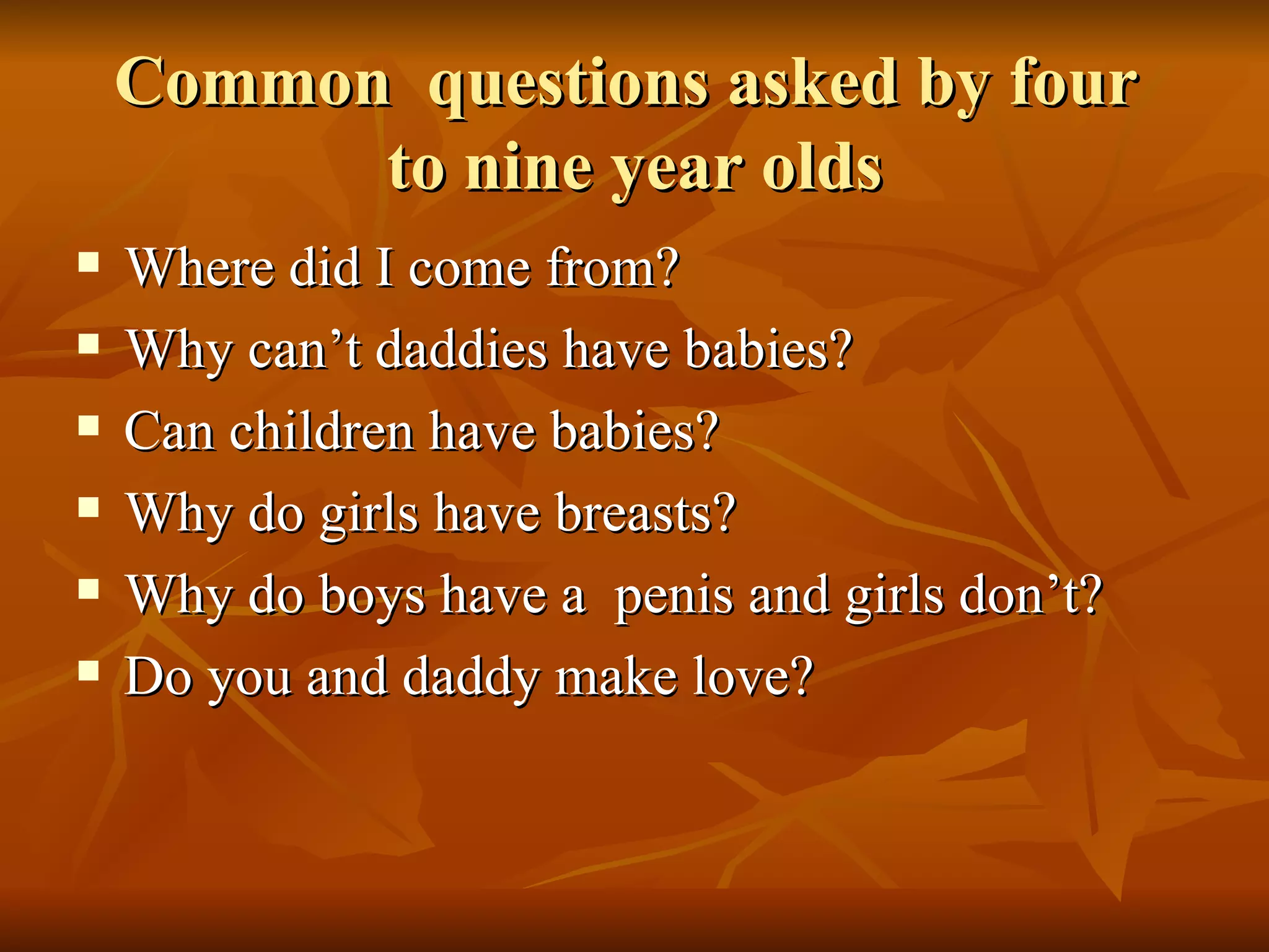 Sexuality education - how to talk to your children about sex | PPT