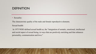 SEXUALITY AND REPRODUCTIVE HEALTH presentation | PDF