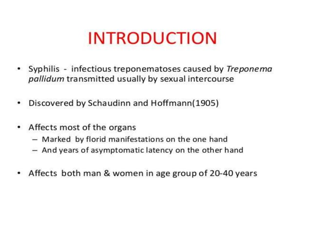 Sexually transmitted disease(SYPHILIS) | PPT