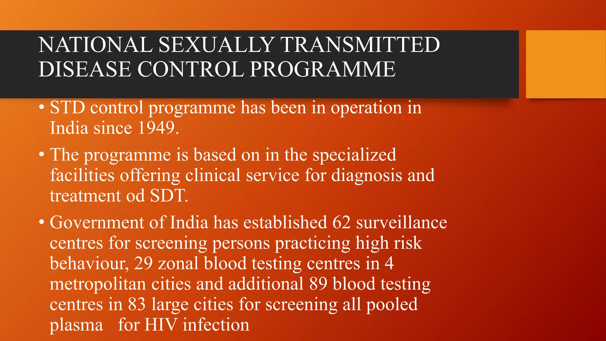 Sexually transmitted disease control programme | PPTX