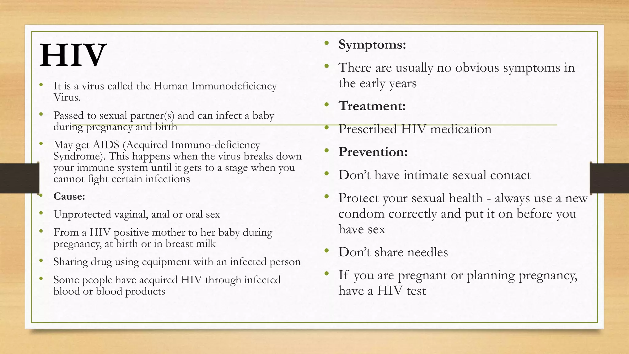 Sexually Transmitted Infections (STI’s) Presented By Theresa Lowry ...