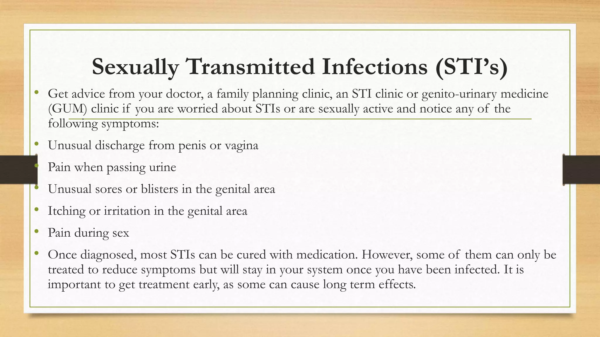 Sexually Transmitted Infections (STI’s) Presented By Theresa Lowry ...