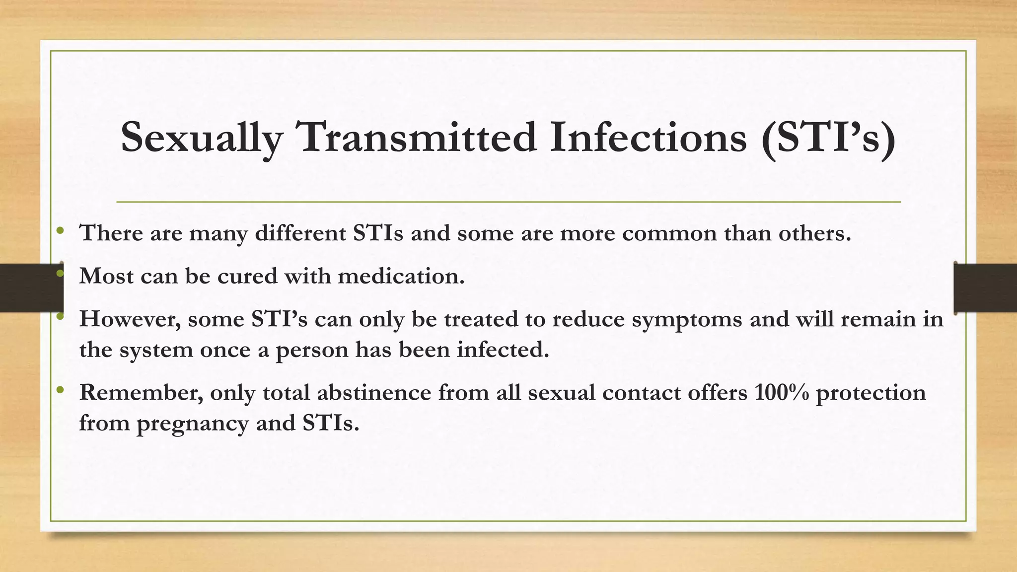 Sexually Transmitted Infections (STI’s) Presented By Theresa Lowry ...