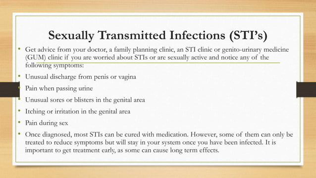 Sexually Transmitted Infections (STI’s) Presented By Theresa Lowry ...
