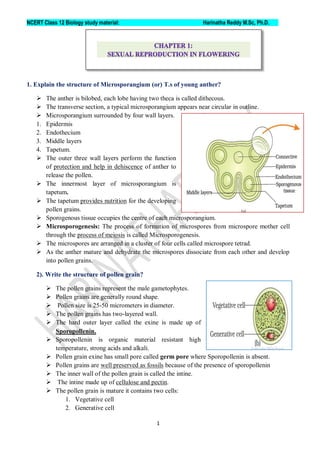 Sexual reproduction in flowering plants: NCERT CBSC and Board notes | PDF