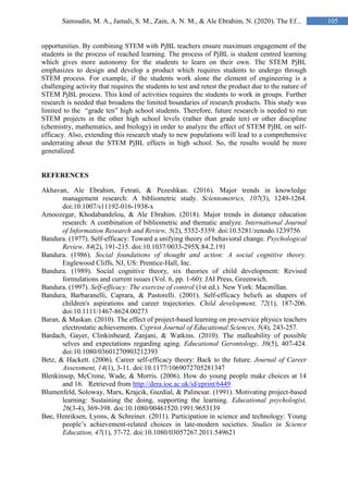 The Effect of STEM Project Based Learning on Self-Efficacy among High-School Physics Students | PDF
