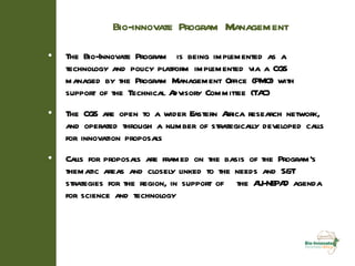 Bioresources Innovations Network for Eastern African Development | PPT