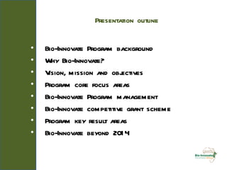 Bioresources Innovations Network for Eastern African Development | PPT
