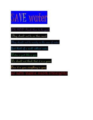 Save Water - A Short Poem | DOCX