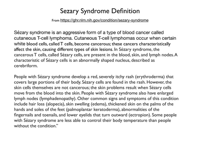 Sezary syndrome slides | PDF | Blood Disorders | Diseases and Conditions