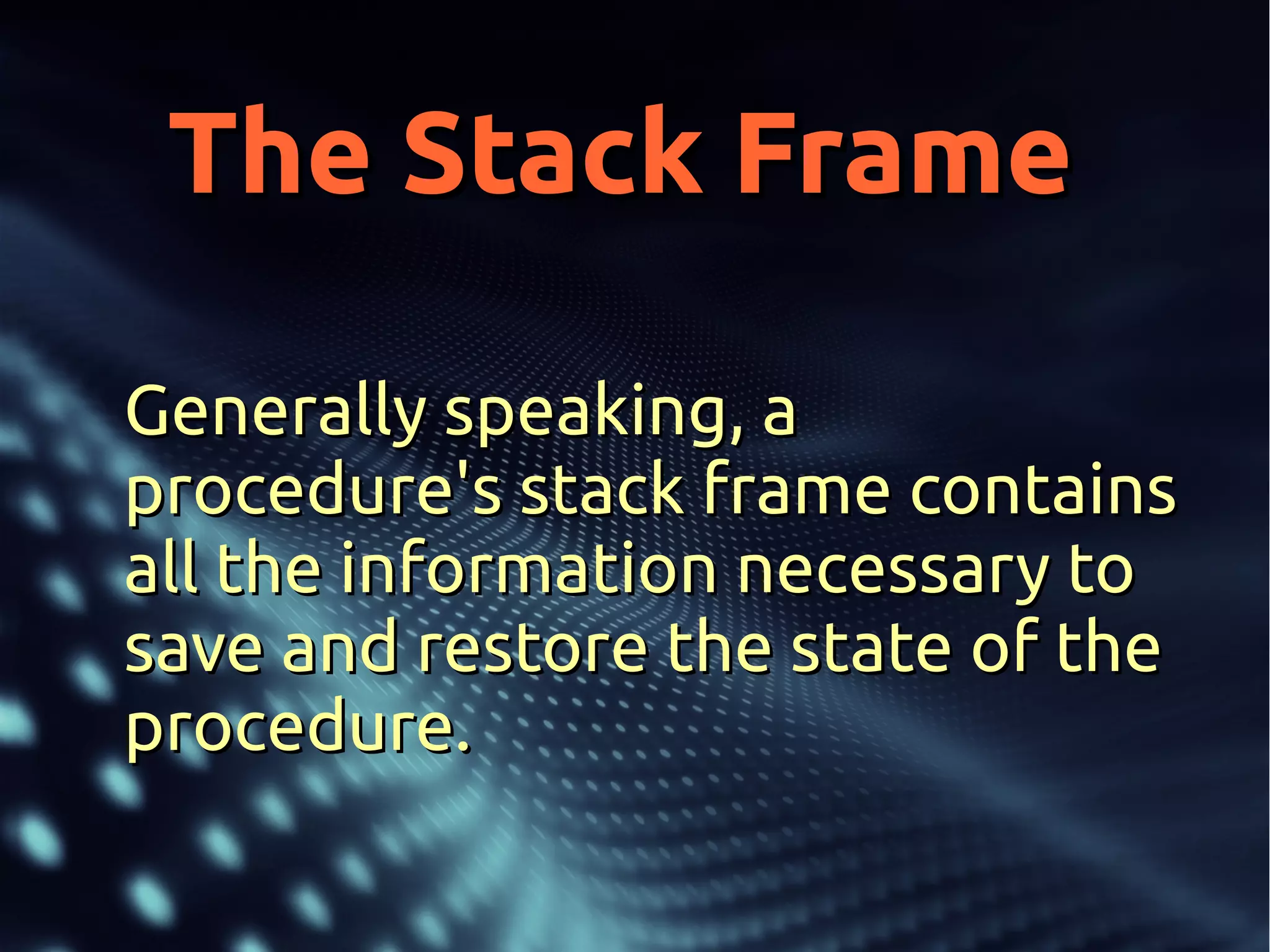 The Stack Frame | PDF