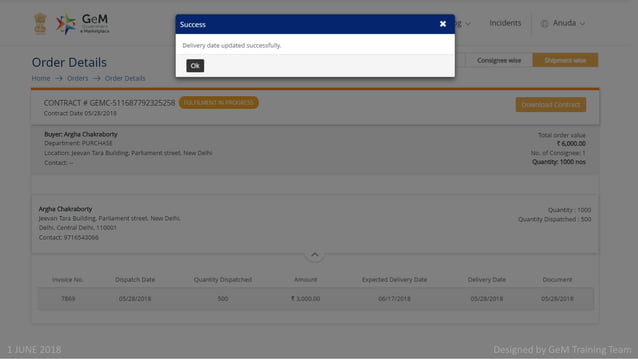 Seller Module GeM 3.0 - Order Processing multiple invoice generation ...