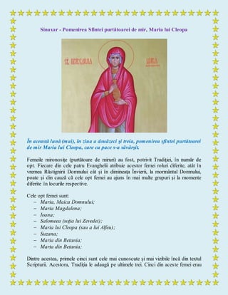 Sfânta mironosiţă Maria lui Cleopa (23 mai) | DOCX