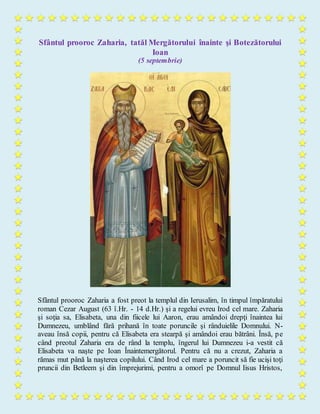 Sfântul prooroc Zaharia, tatăl Mergătorului înainte şi Botezătorului ...