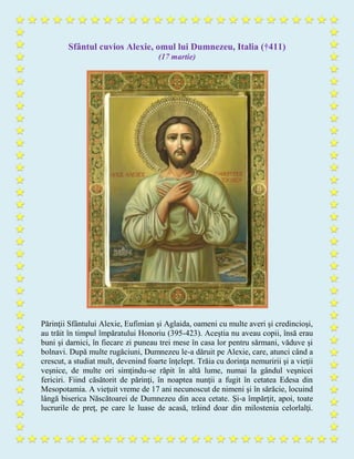 Sfântul cuvios Alexie, omul lui Dumnezeu, Italia (†411) (17 martie) | PDF