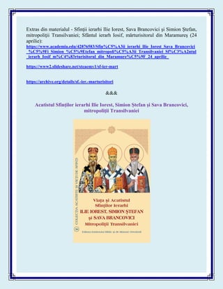 Sfântul ierarh mărturisitorul, Simion Ştefan (24 aprilie) | PDF