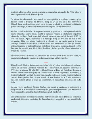 Sfântul ierarh mărturisitorul, Simion Ştefan (24 aprilie) | PDF