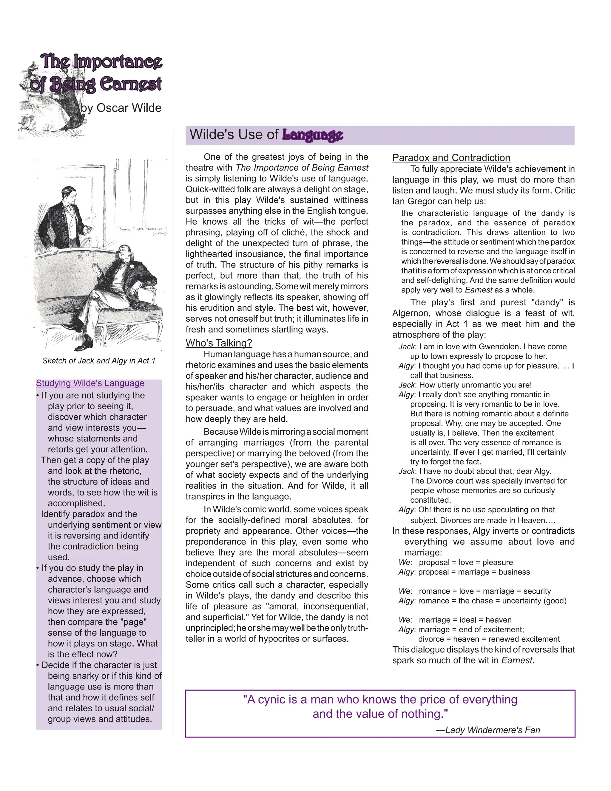 the importance being Earnest by Oscar Wilde | PDF