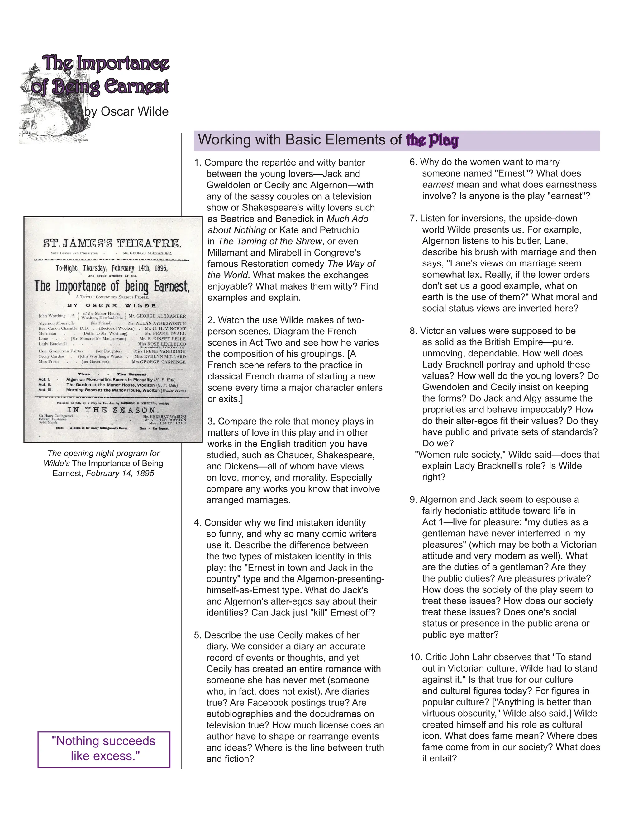 the importance being Earnest by Oscar Wilde | PDF